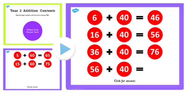 Year 2 Adding 2 Digit Numbers and Tens Not Crossing 100 Same 10s