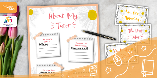 All About My Tutor Activity Sheet | World Tutors' Day