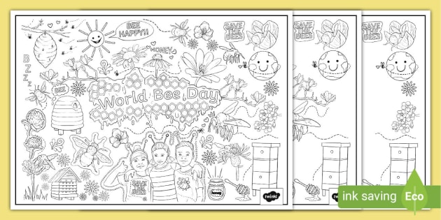 World Bee Day Doodles - Colouring Pages | Twinkl