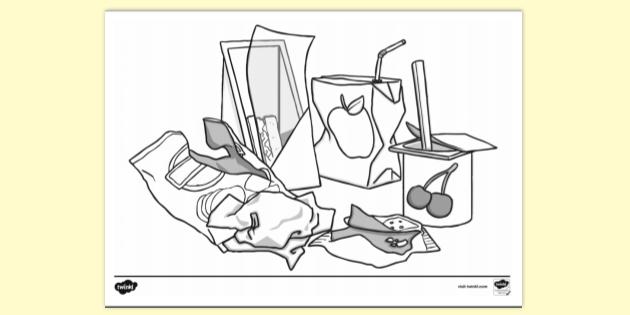 FREE! - Wasteful Lunch Colouring Sheet | Colouring Sheets