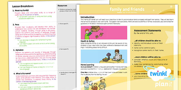FREE! - French: Family and Friends Year 3 Planning Overview