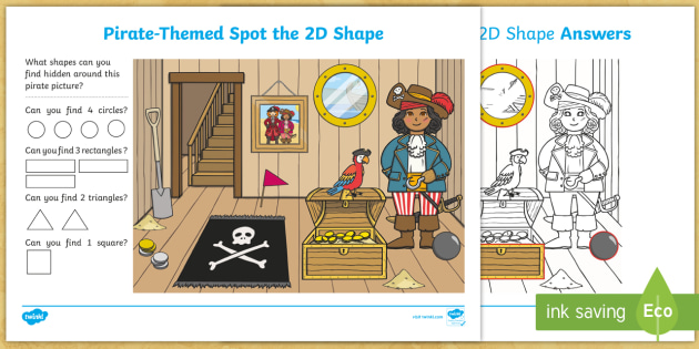 Pirate-Themed Spot the 2D Shape Activity (teacher made)