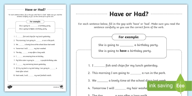 Have or Had Activity Sheet (creat de profesori)