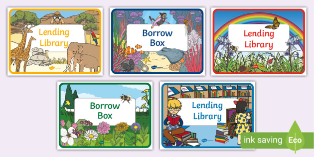Borrow Box and Lending Library Signs (Teacher-Made)