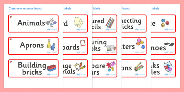 Ruby Red Themed Editable Classroom Resource Labels