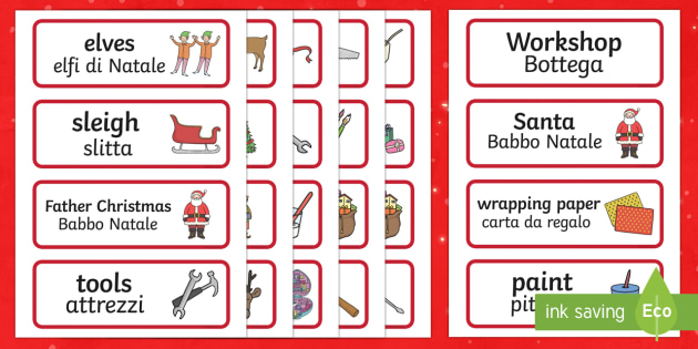 Santa’s Workshop Role Play Topic Word Santa Labels - Parents