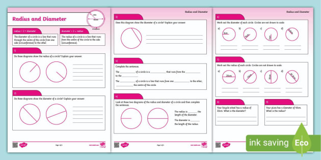 Diameter Circumference Area Radius Sheet