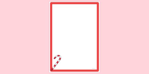 Simple Blank Candy Cane Page Border | Page Borders | Twinkl
