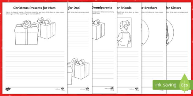 Christmas Present List Worksheet / Worksheet-Australia