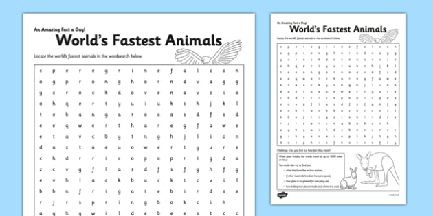World s Fastest Animals Worksheet / Worksheet