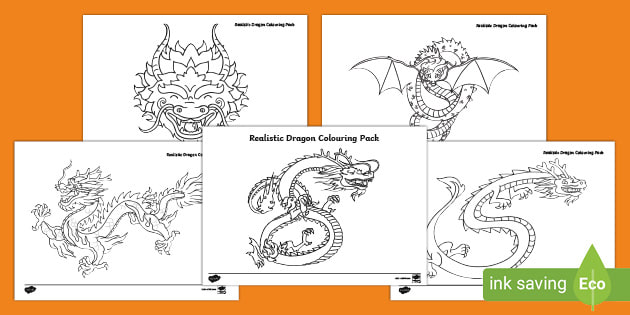 FREE! - Realistic Dragon Colouring Pages - Activities - Resources