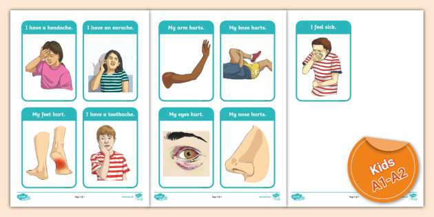 Health Problems English Vocabulary Esl Wall Charts Flash Cards