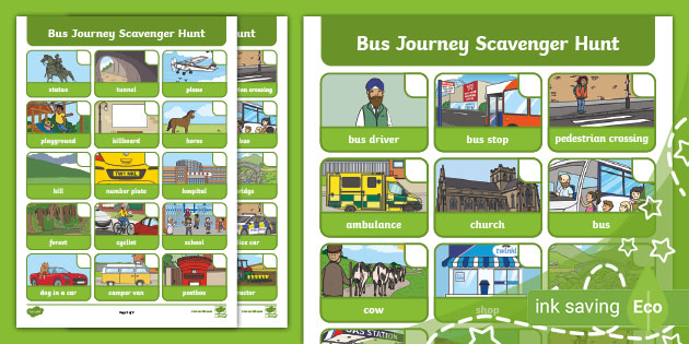 Bus Journey Scavenger Hunt Activity (teacher made)