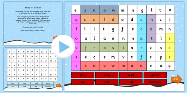 Winter Interactive Wordsearch PowerPoint