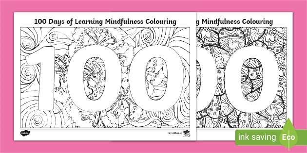 100 Days of Learning Mindfulness Colouring Pages