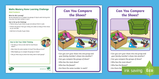 EYFS Maths Mastery Comparing Quantities Home Learning Challenge: Comparing