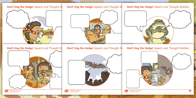 Don't Hog the Hedge! Speech and Thought Bubble Worksheet / Worksheets