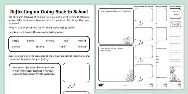 Reflecting on Going Back to School | Reflection Activities