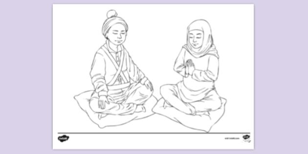 FREE! - Sikh Children Praying Colouring | Colouring Sheet