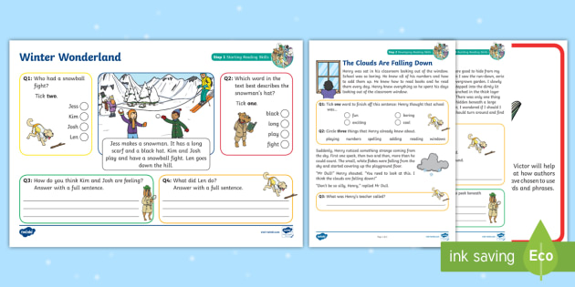 KS1 Winter Wonderland Focused Reading Skills Comprehension Pack - Year 1