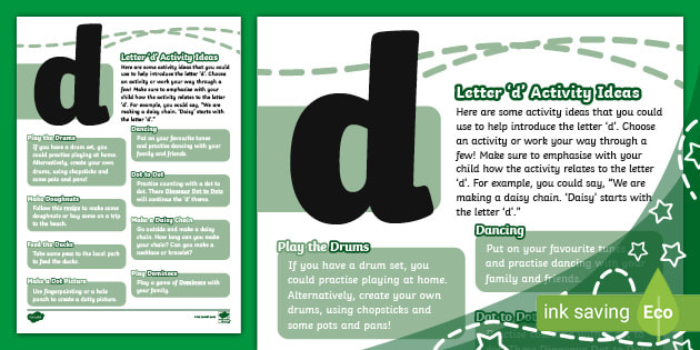 Letter 'd' Activity Ideas (teacher made)