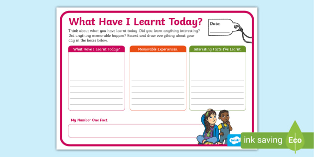 What I Have Learnt Today Reflection Writing Frame
