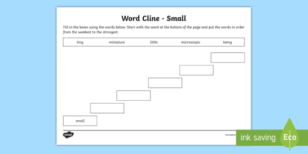 Word Cline for 'Small' Worksheet