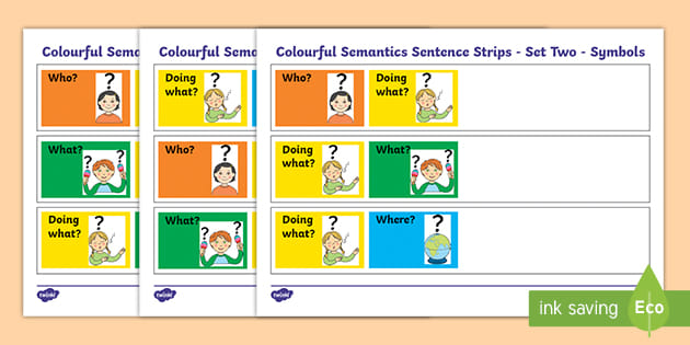 * NEW * Colourful Semantics Sentence Strips - Set Two - Symbols Worksheet