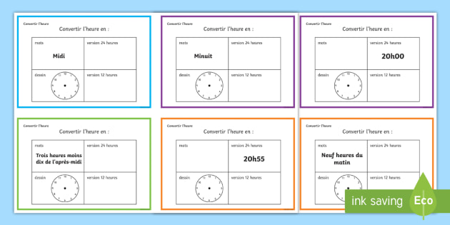 Challenge cards : Converting time - time, hour, minute, second, heure ...