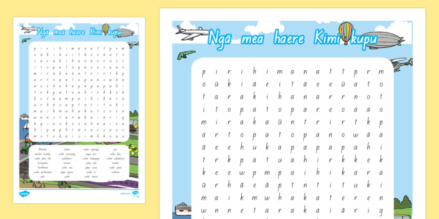 Ngā mea haere Differentiated Word Search (teacher made)