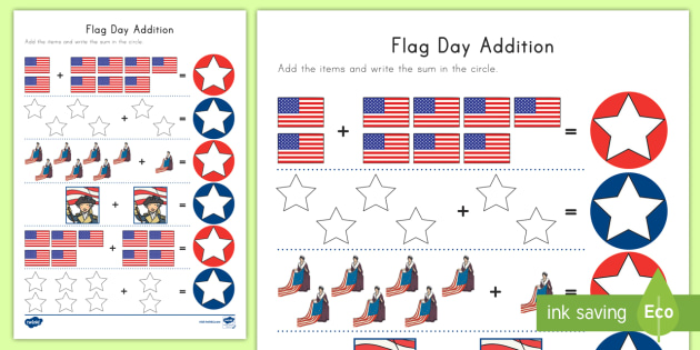 Flag Day Addition Activity - Flag Day, addition, Betsy Ross