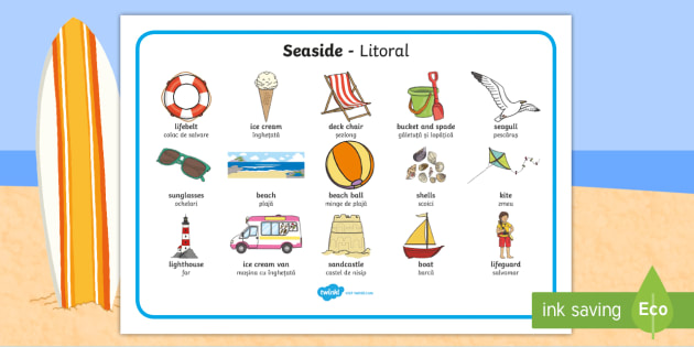 Seaside Word Mats English/Romanian (teacher made)