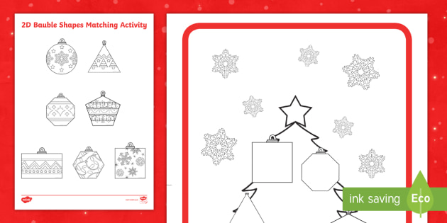 2D Bauble Shapes Matching Activity (teacher made)