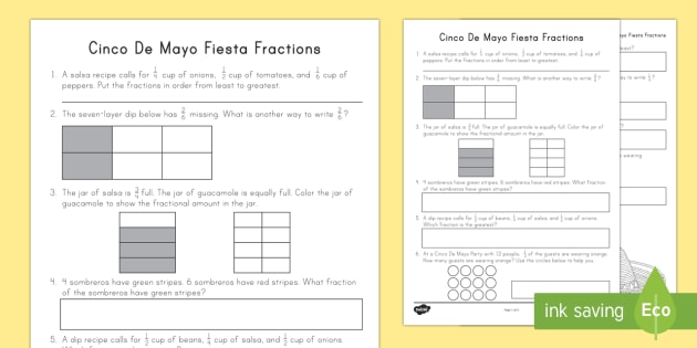 Cinco De Mayo Fractions Activity - Cinco de Mayo, fractions, math ...