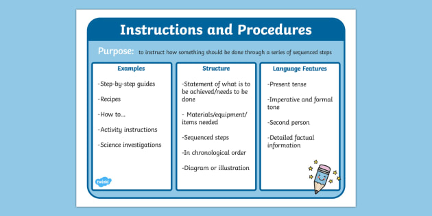 KS2 Features Of Instructions And Procedures Poster Age 7 11yrs