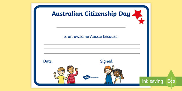 Australian Citizenship Day Certificates (teacher made)