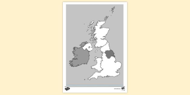 FREE! - United Kingdom Map with Yorkshire Colouring Sheet - Twinkl