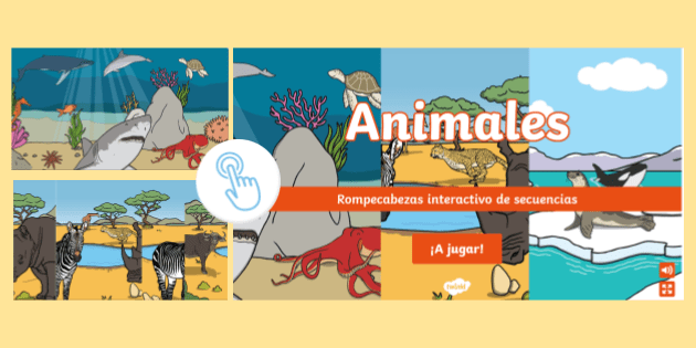 Juego interactivo: Rompecabezas de animales (teacher made)