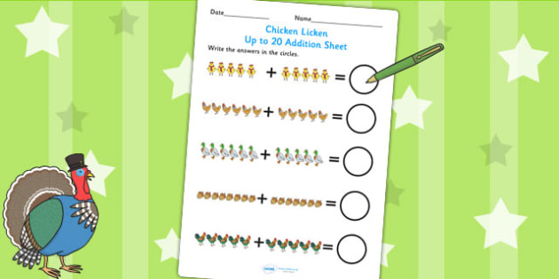 Chicken Licken Up to 20 Addition Sheet