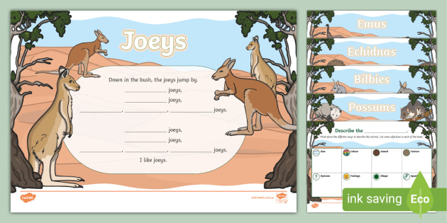 Australian Animals Adjective Poems (teacher made)