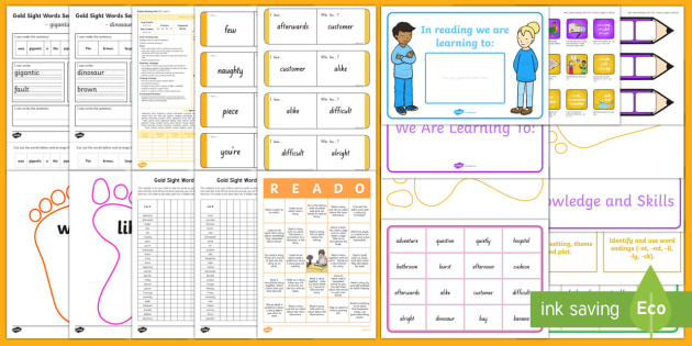Gold Sight Words Resource Pack (teacher made)