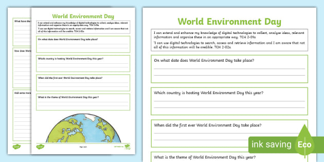 World Environment Day Fact File Research Activity
