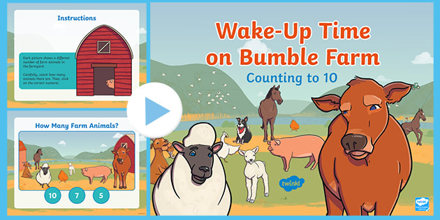 👉 Farm Animals Counting to 10 PowerPoint (teacher made)