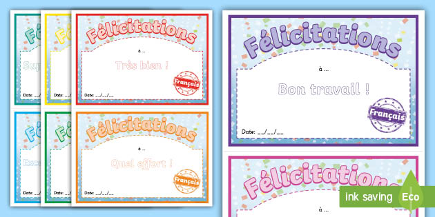 French Reward Certificates - Primary Resources