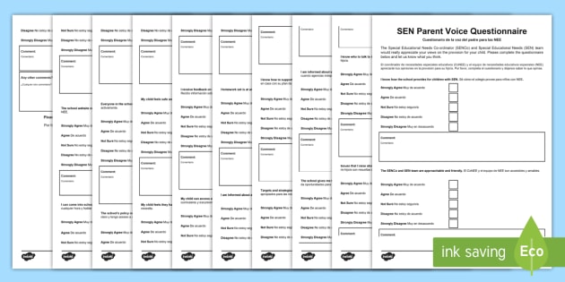 SEN Parent Questionnaire Editable Proforma English/Spanish