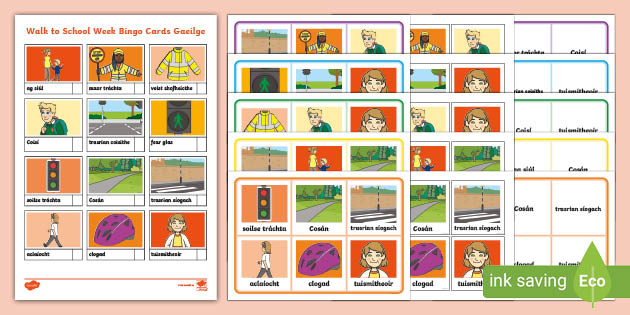 Walk to School Week Bingo Cards Gaeilge (Teacher-Made)