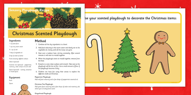 Christmas Scented Sensory Playdough Recipe and Mat - christmas
