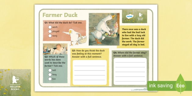 FREE! - Farmer Duck Reading Comprehension Mat (teacher made)