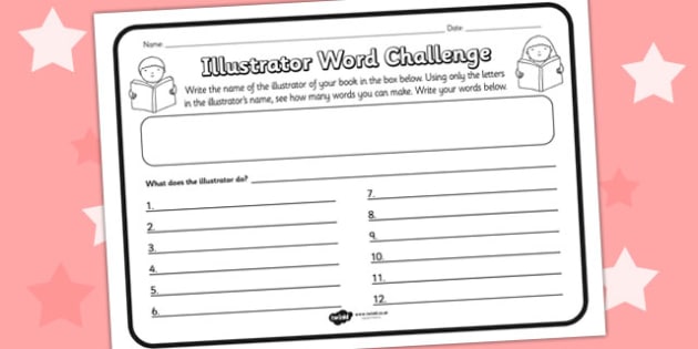 Illustrator Word Challenge Worksheet (teacher made)