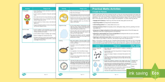 Parents' Guide to Practical Maths Activities Parent and Carer Information